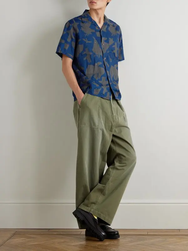Kapital Convertible-collar Printed Linen Shirt - Blue