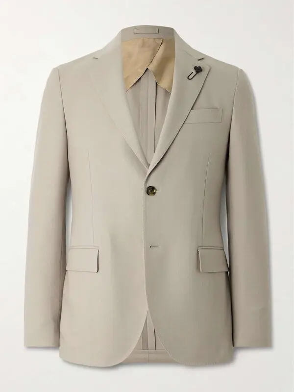 LARDINI Virgin Wool-blend Twill Suit Jacket - Beige