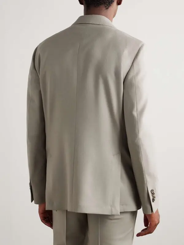 LARDINI Virgin Wool-blend Twill Suit Jacket - Beige