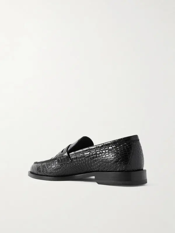 Manolo Blahnik Perry Croc-effect Leather Loafers