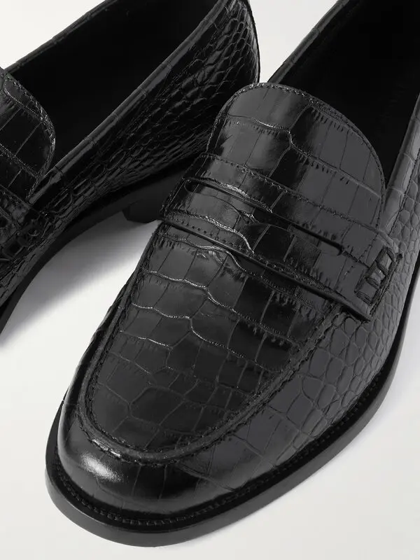 Manolo Blahnik Perry Croc-effect Leather Loafers