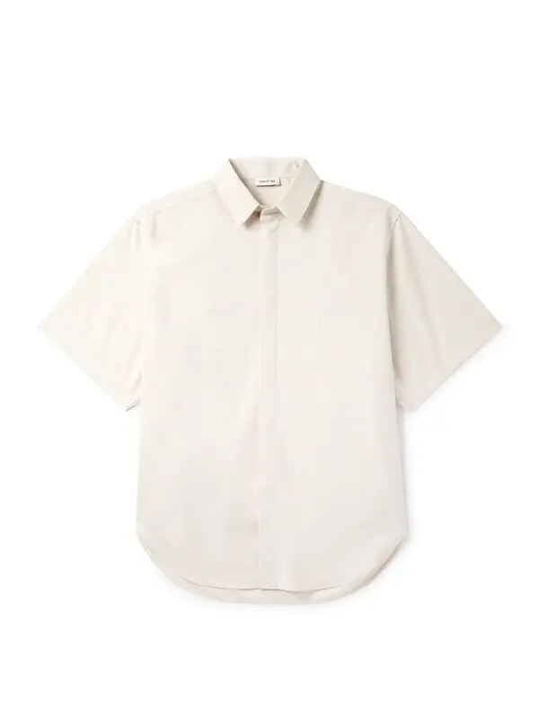 Fear Of God Oversized Stretch-cotton And Wool-blend Oxford Shirt - Neutrals