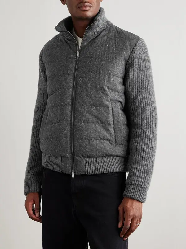 Herno Quilted Wool-blend Down Bomber Jacket