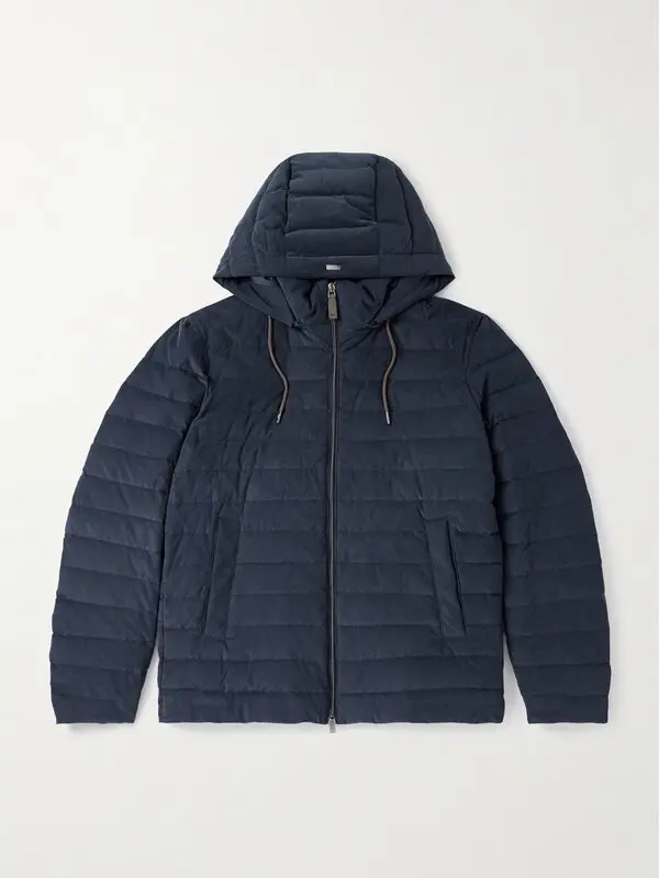 Herno Quilted Cotton-corduroy Hooded Down Jacket