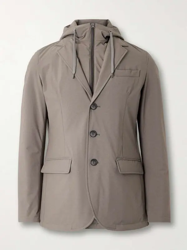 Herno Convertible Padded Shell Hooded Blazer - Taupe