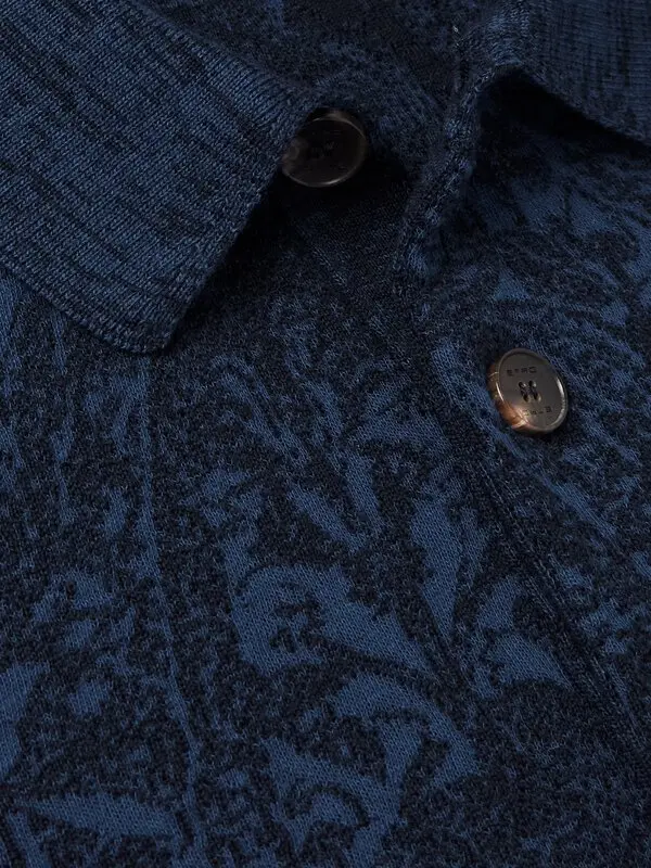 Etro Slim-fit Paisley-jacquard Cotton-blend Polo Shirt