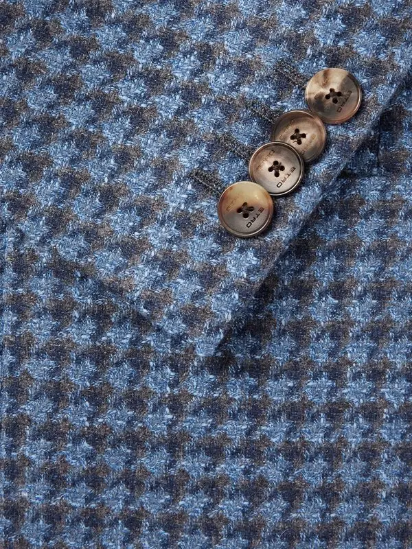 Etro Roma Sport Houndstooth Wool, Cotton And Linen-blend Blazer