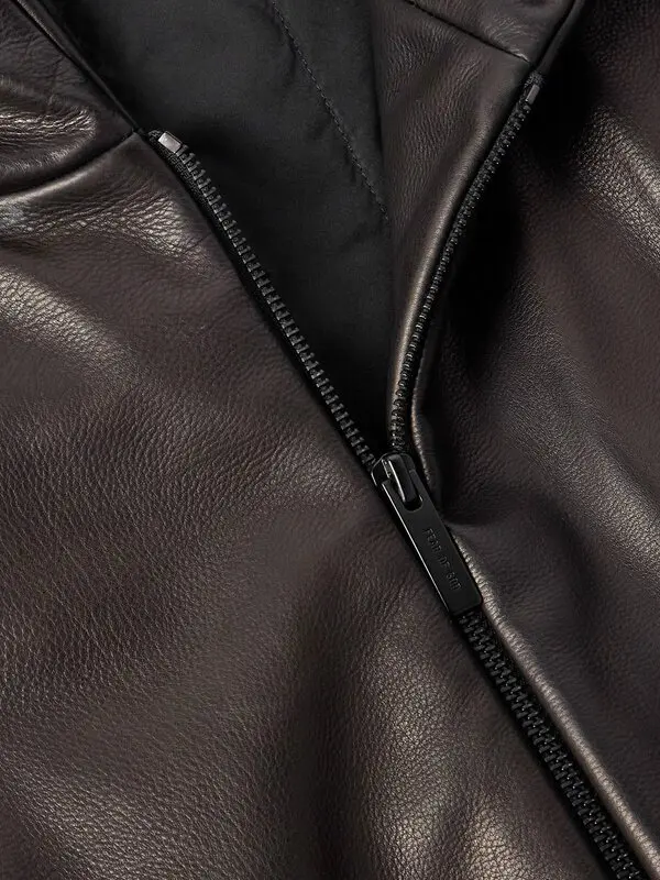 Fear Of God Padded Leather Hooded Bomber Jacket