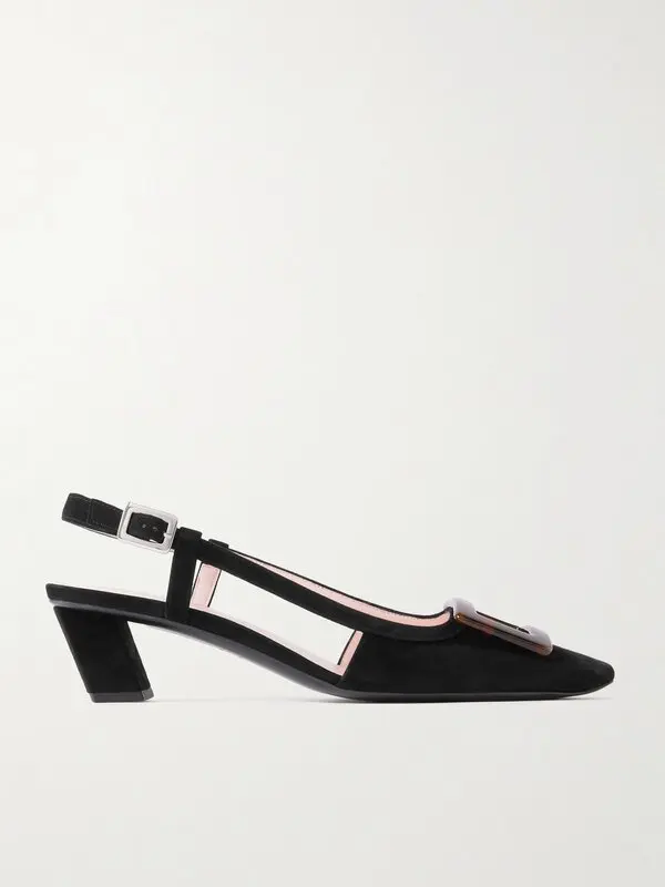 ROGER VIVIER Belle Vivier 45 Suede Slingback Pumps - Black