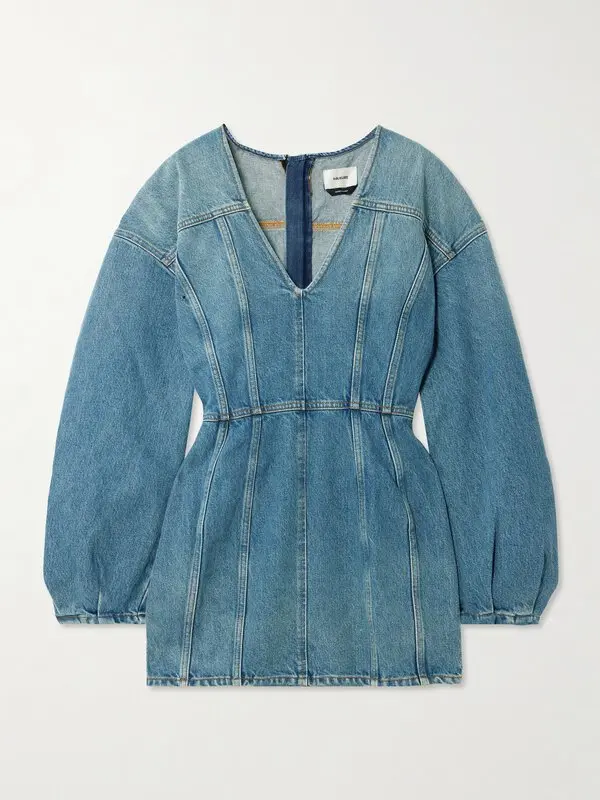 HAIKURE Darly Paneled Denim Mini Dress - Blue