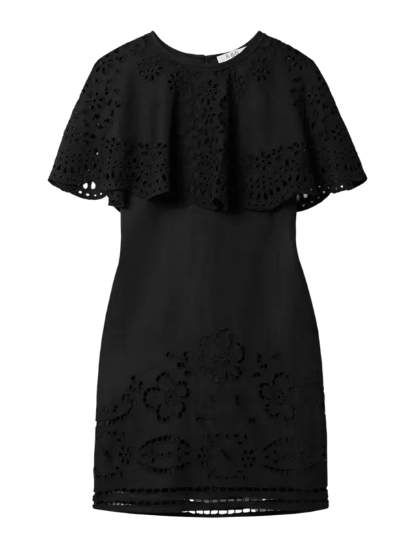 Sea Lula Layered Broderie Anglaise Mini Dress - Black
