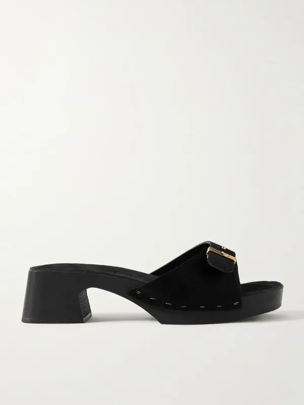 Khaite Britt Buckled Calf Hair Mules - Black