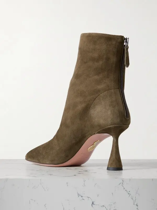 AQUAZZURA Amore 75 Suede Ankle Boots - Green