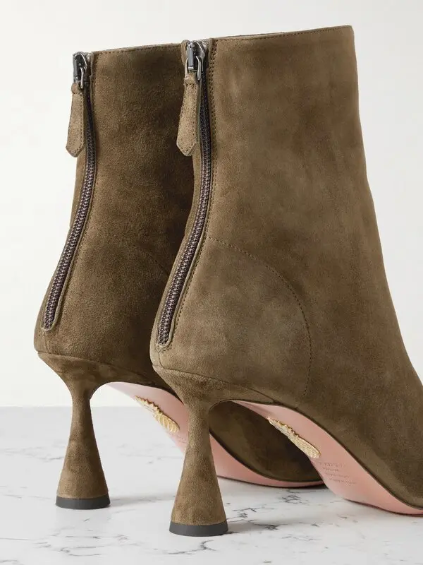 AQUAZZURA Amore 75 Suede Ankle Boots - Green