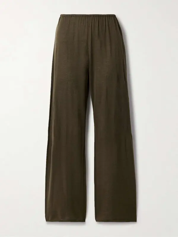 Co Cashmere Straight-leg Pants - Army Green