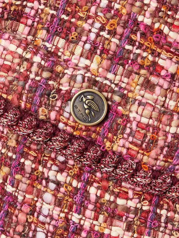 Etro Checked Cotton-blend Bouclé-tweed Mini Dress
