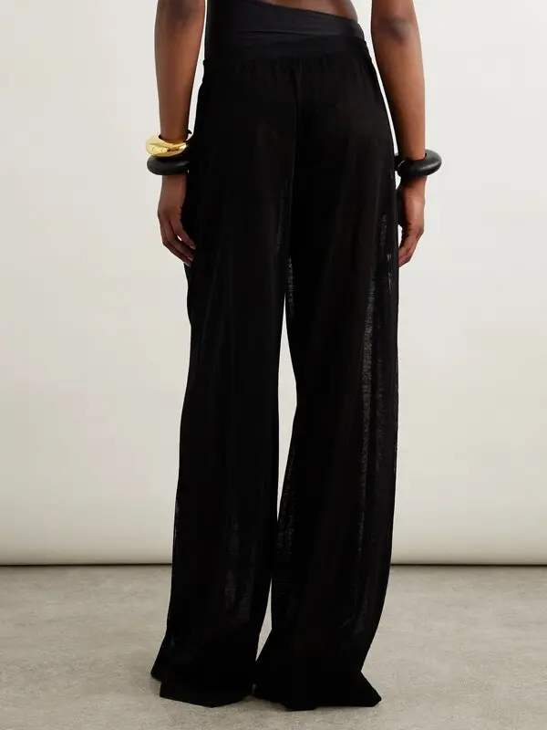 Alaïa Linen And Silk-blend Wide-leg Pants - Black