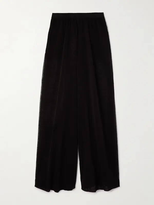 Alaïa Linen And Silk-blend Wide-leg Pants - Black