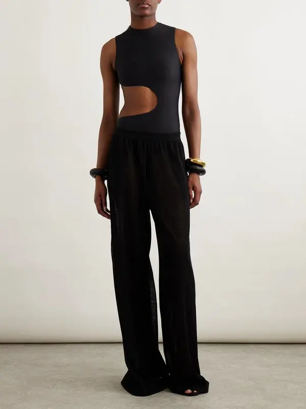 Alaïa Linen And Silk-blend Wide-leg Pants - Black