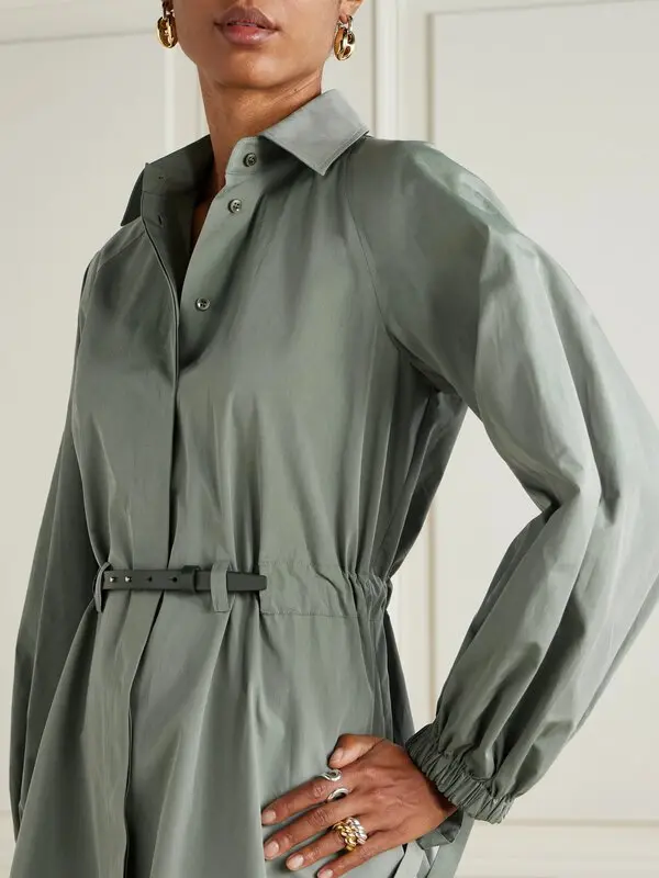 Max Mara Viale Belted Cotton-poplin Midi Shirt Dress