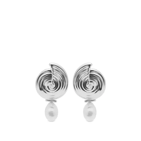 MISSOMA Spiral Interchangeable Pearl Drop Earrings - Silver