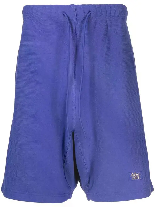 ADVISORY BOARD CRYSTALS Logo-embroidered Cotton Track Shorts - Blue