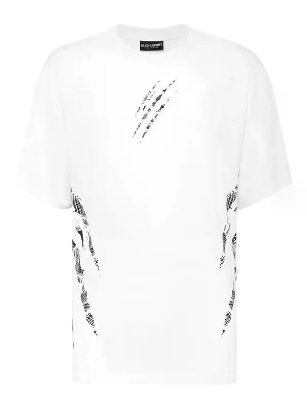 PLEIN SPORT Claw-print Cotton T-shirt - White