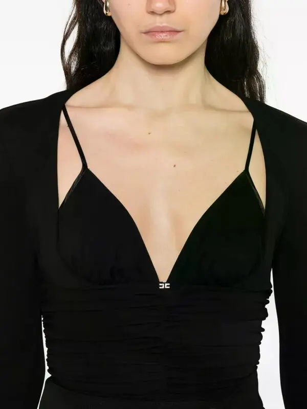 Elisabetta Franchi Long Sleeve Ruched Bodysuit
