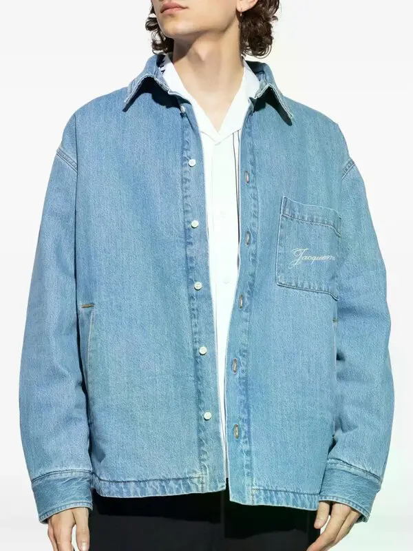 Jacquemus Embroidered Pocket Denim Shirt - Blue