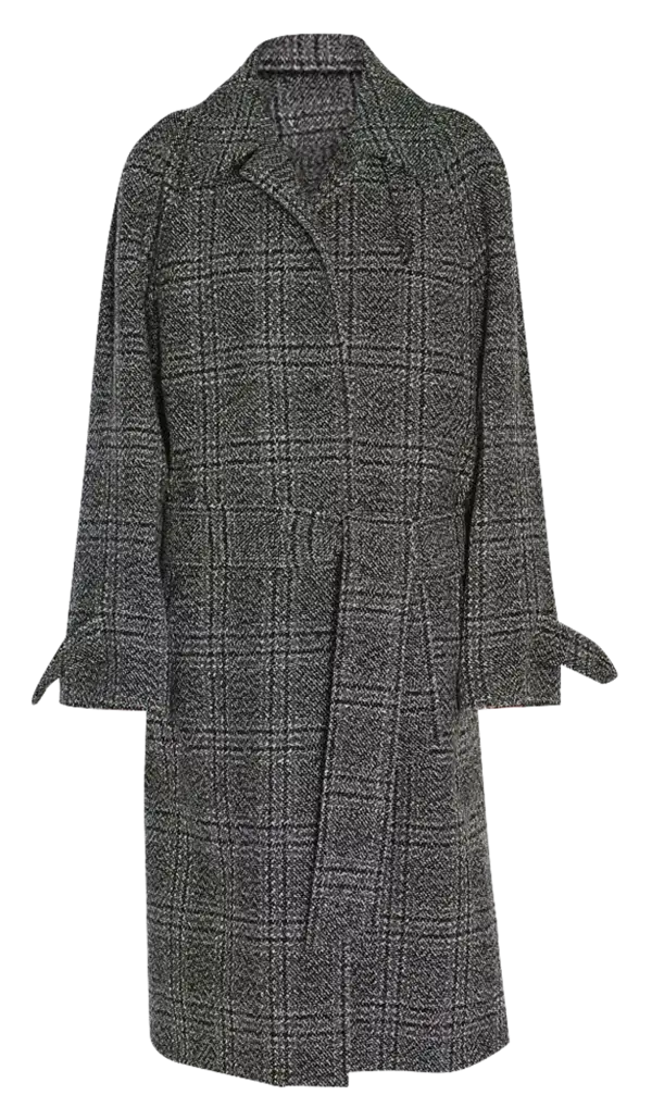 Balenciaga Checked Belted Coat - Black