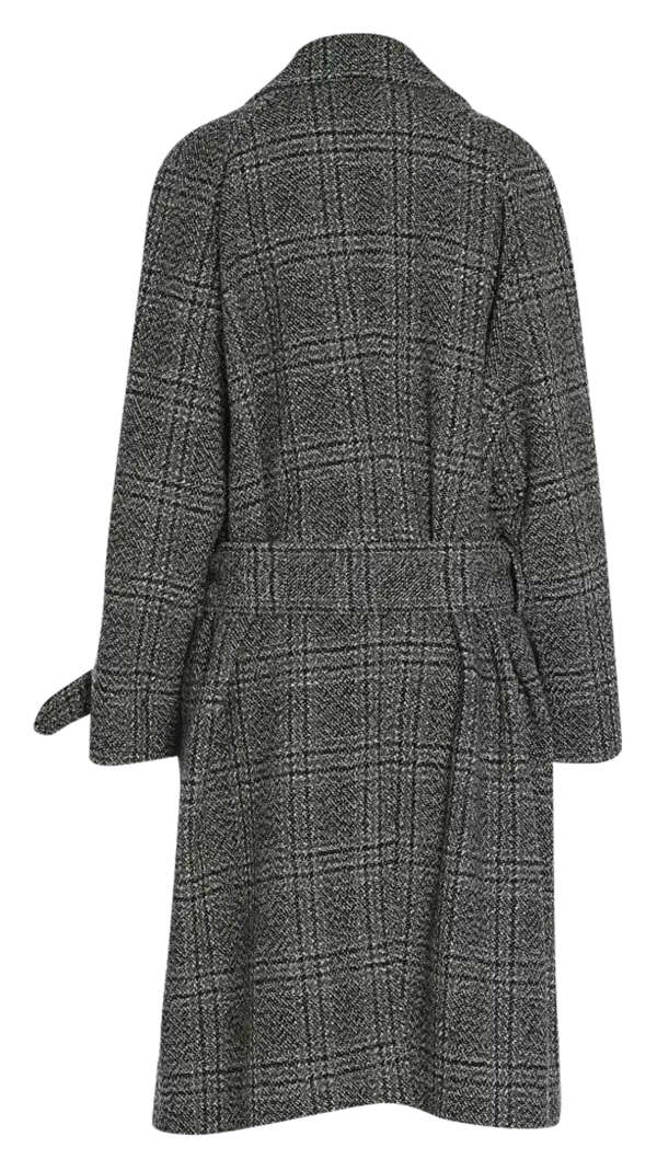 Balenciaga Checked Belted Coat - Black