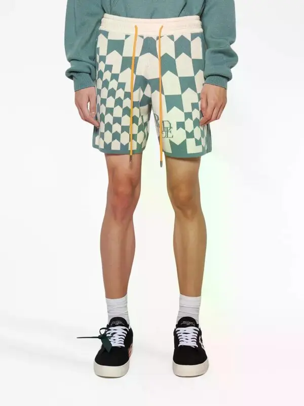 Rhude Racing Monogram-knit Shorts