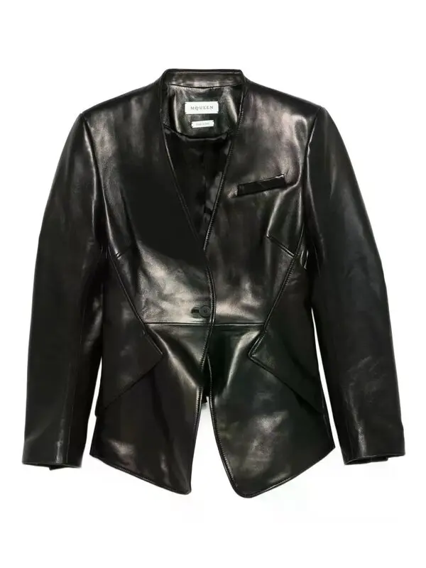 Alexander McQueen Single-breasted Calfskin Leather Jacket