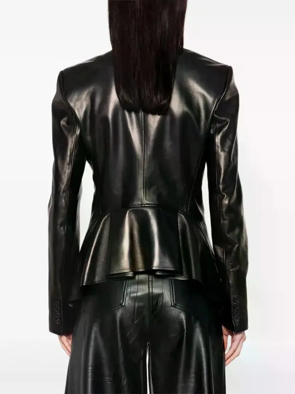 Alexander McQueen Single-breasted Calfskin Leather Jacket