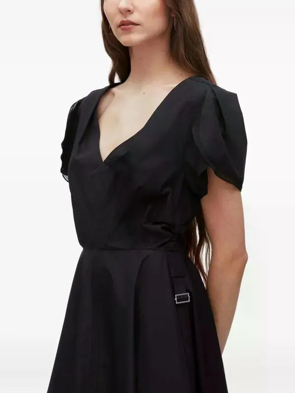 3.1 Phillip Lim Puff-sleeve V-neck Midi Dress - Black