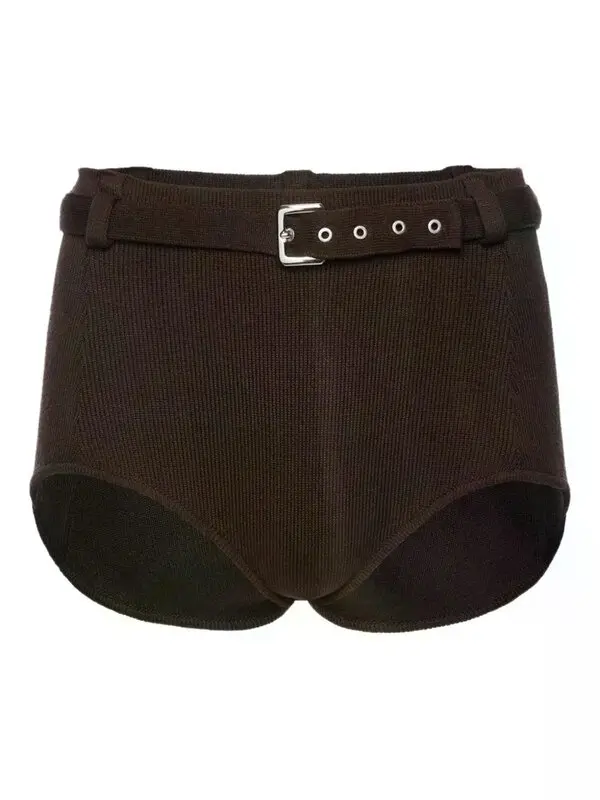 Magda Butrym Belted Ribbed-knit Shorts