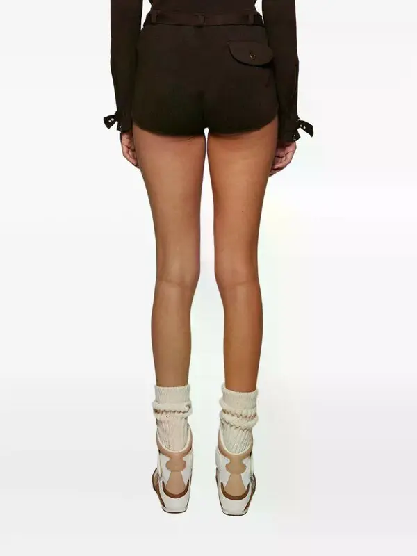 Magda Butrym Belted Ribbed-knit Shorts