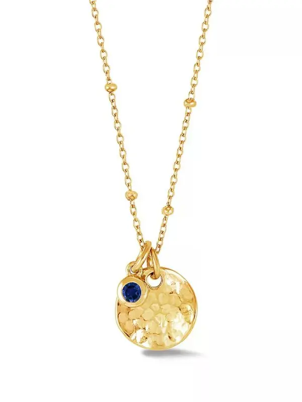 DOWER & HALL Hammered Disc Sapphire Necklace - Gold
