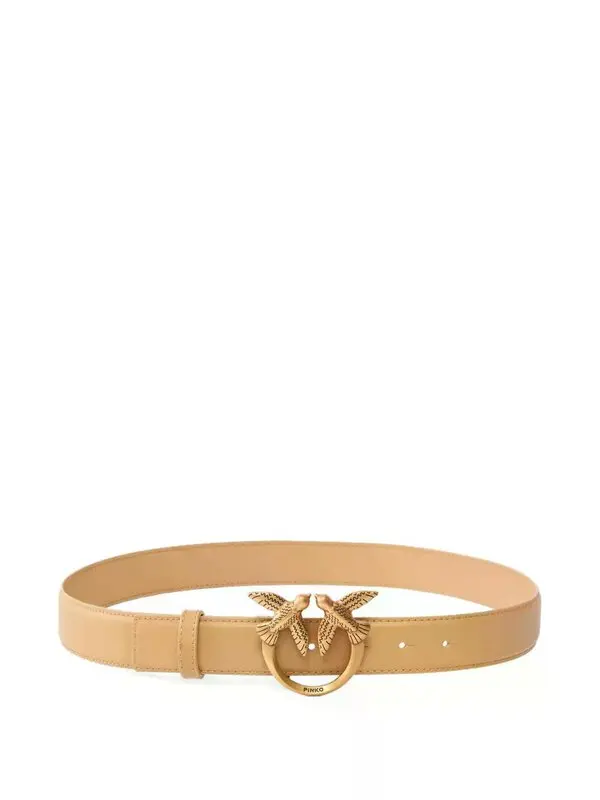 Pinko Love Birds Leather Belt - Neutrals