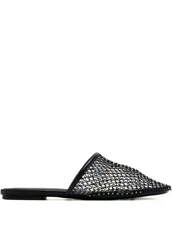 Schutz Crystal-embellished Mesh Flat Mules