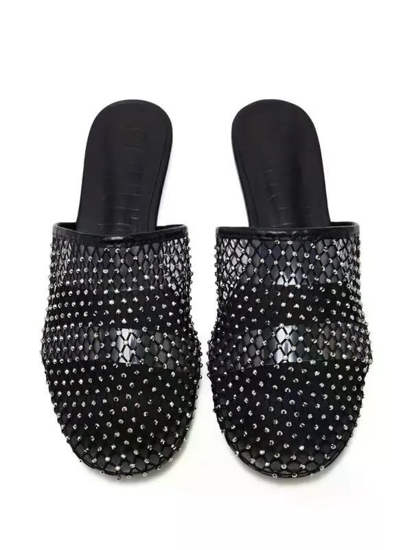 Schutz Crystal-embellished Mesh Flat Mules