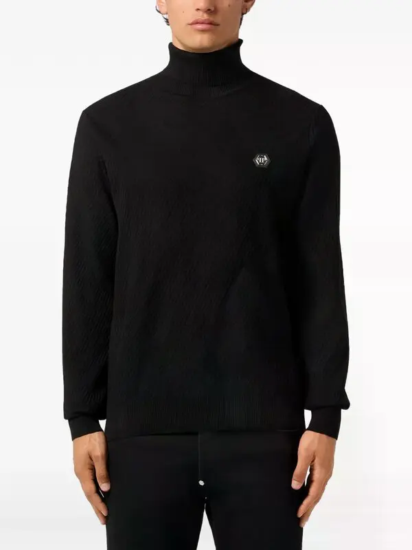 Philipp Plein Ribbed Turtleneck Sweater - Black