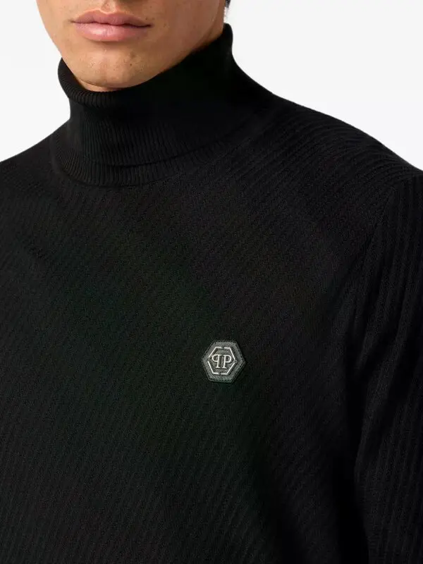Philipp Plein Ribbed Turtleneck Sweater - Black