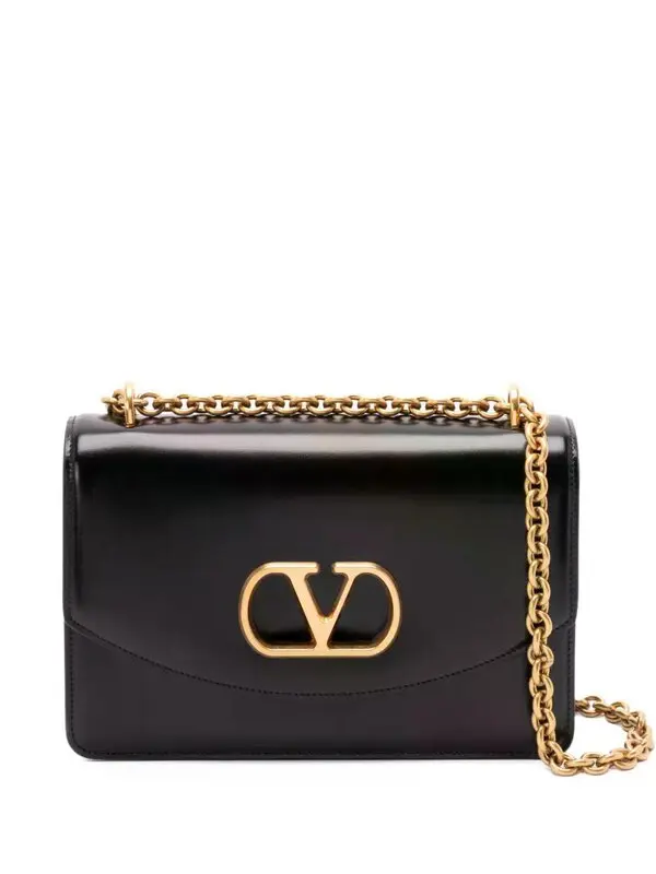 Valentino Garavani Vain Logo Chain Shoulder Bag - Black