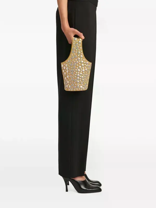 Khaite Livia Studded Suede Bucket Bag - Brown
