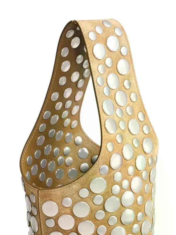 Khaite Livia Studded Suede Bucket Bag - Brown