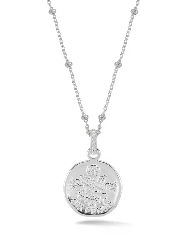 DOWER & HALL Lucky Sixpence Medallion Necklace - Silver