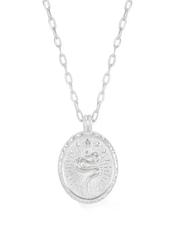 DOWER & HALL Snake Talisman Pendant Necklace - Silver