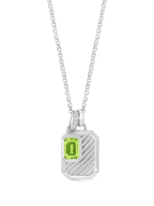 DOWER & HALL Octagon Peridot Necklace - Silver