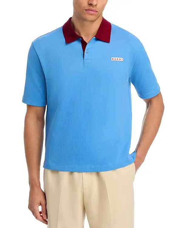 Marni Regular Fit Pique Polo Shirt - Iris Blue